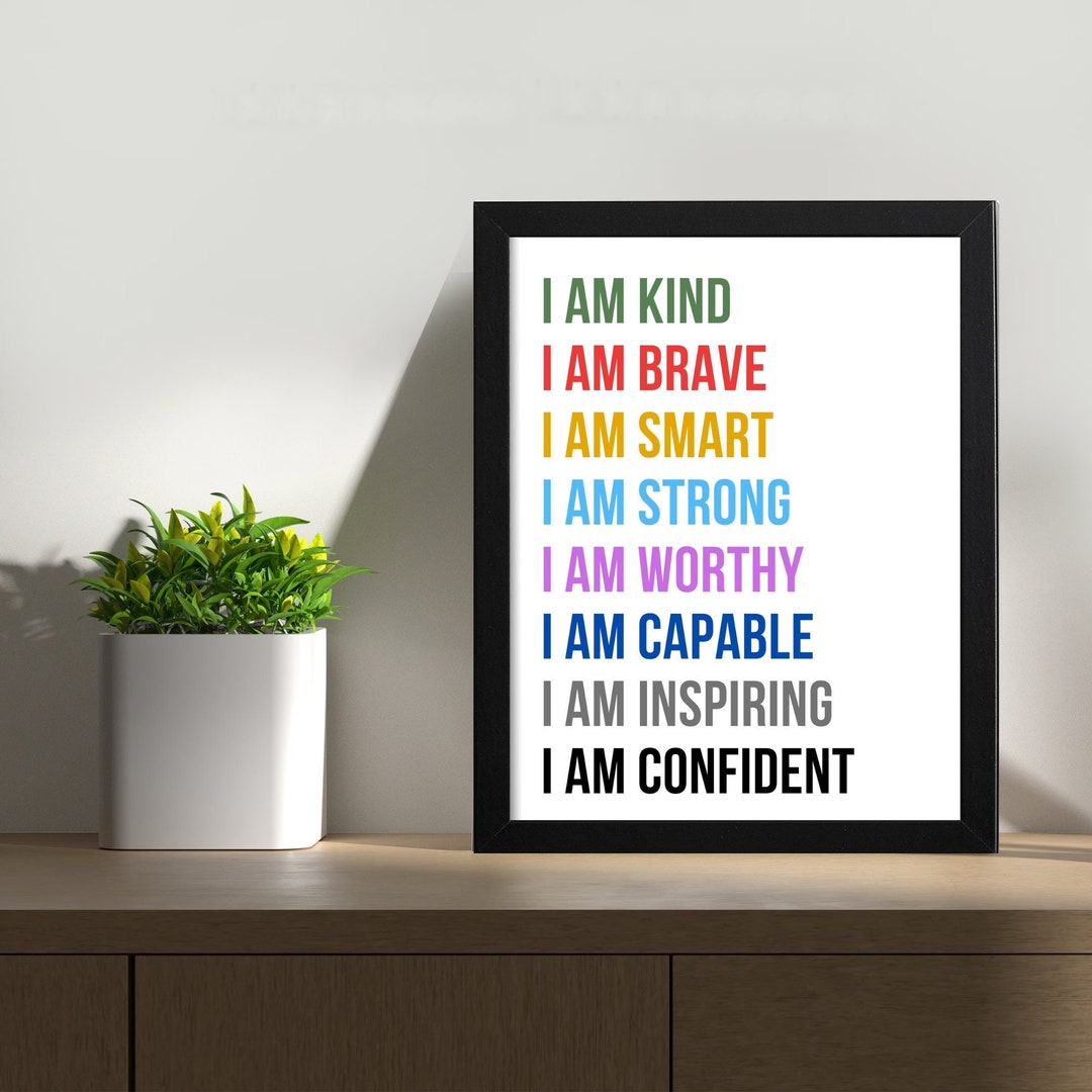 Affirmations for Kids - Inspirational Wall Art - Wall Decor for Girls ...