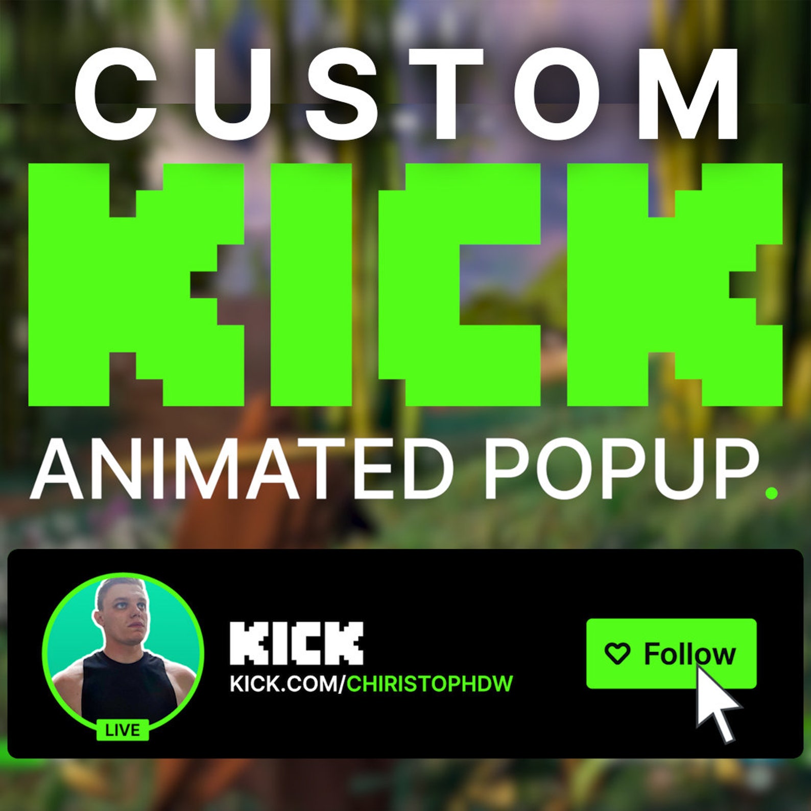 Custom Animated Kick Follow Button Popup Overlay - Etsy