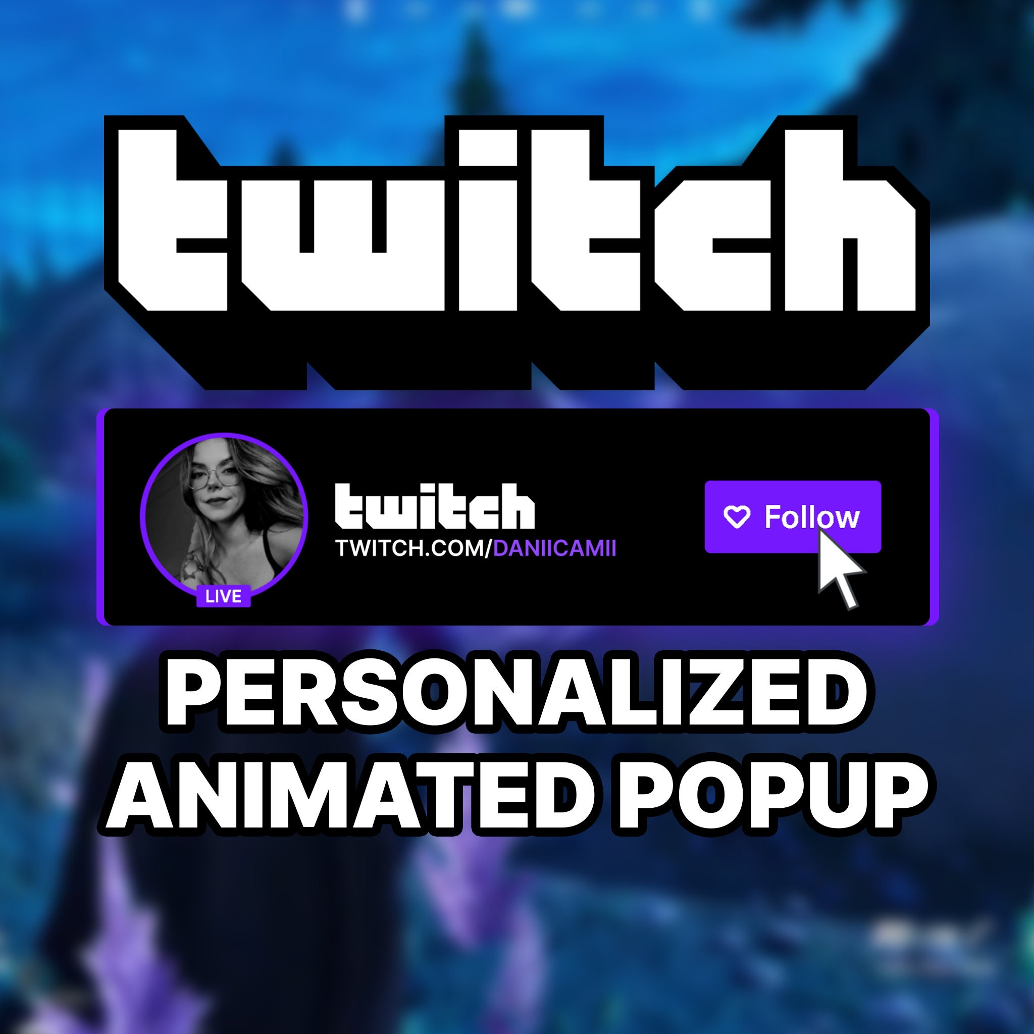 Custom Animated Twitch Follow Button Popup Overlay - Etsy Custom Animated Twitch Follow Button Popup Overlay - Etsy