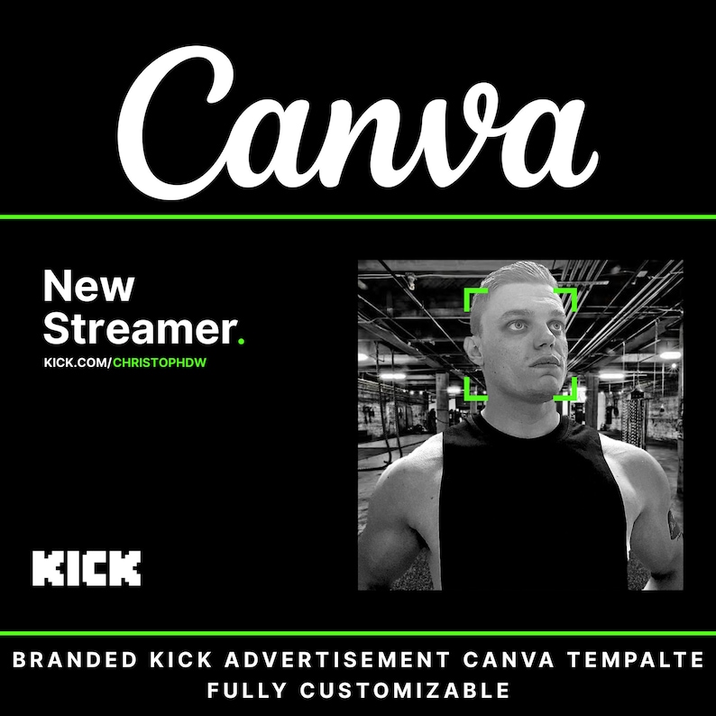 KICK STREAMER Customized Banner Official Branded Canva Template - Etsy