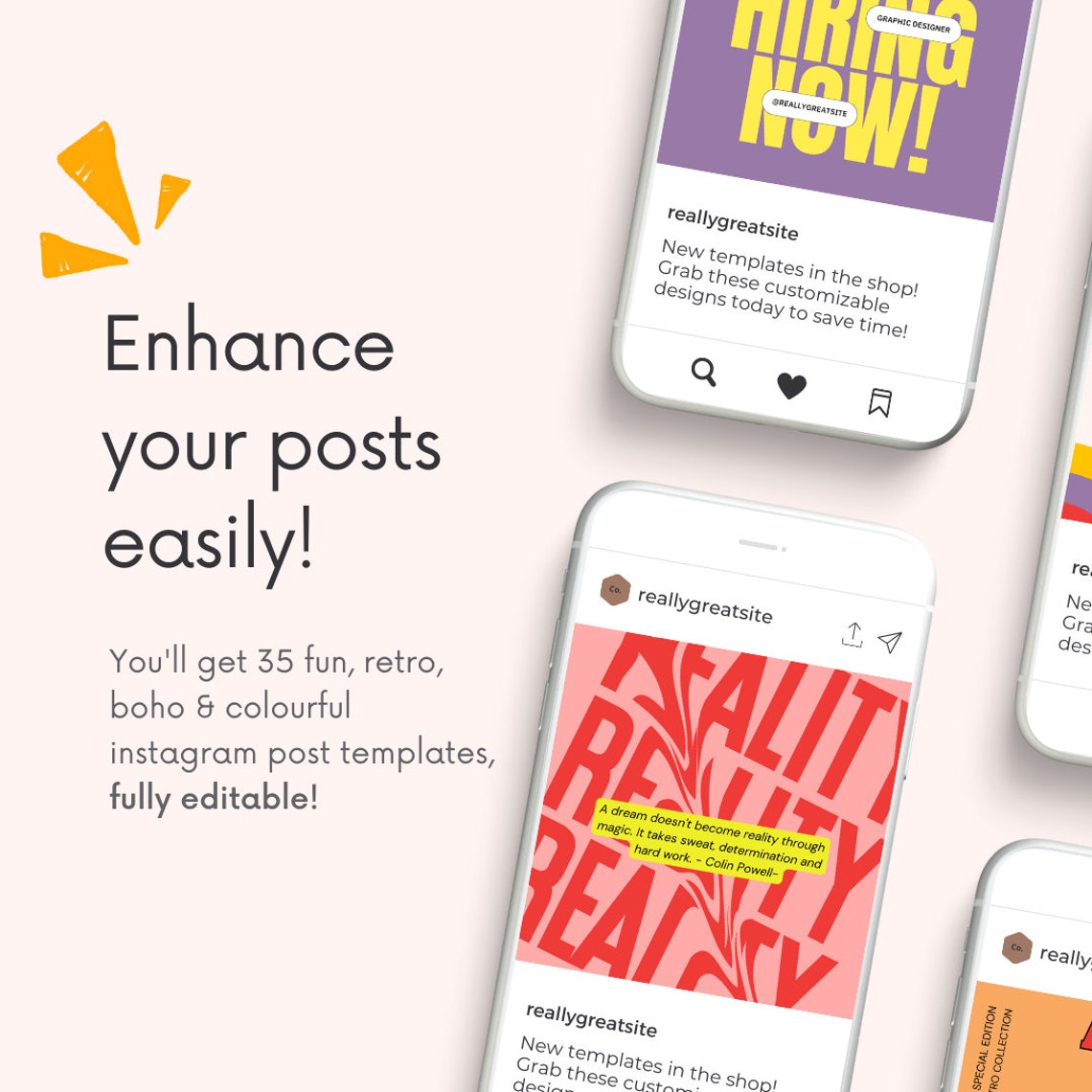 Retro Colorful Instagram Post Template | Bright and Bold Instagram ...
