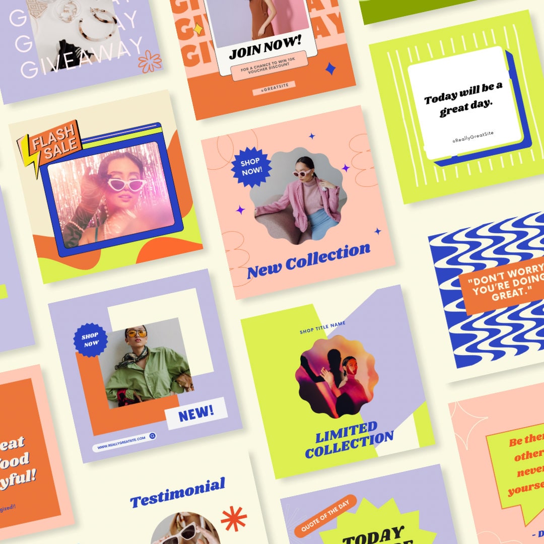 Fun & Bright Instagram Post Template | Canva Template | Retro Instagram ...