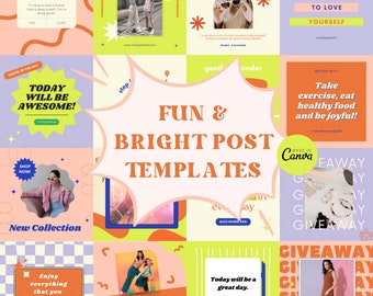 Fun & Bright Instagram Post Template | Canva Template | Retro Instagram ...