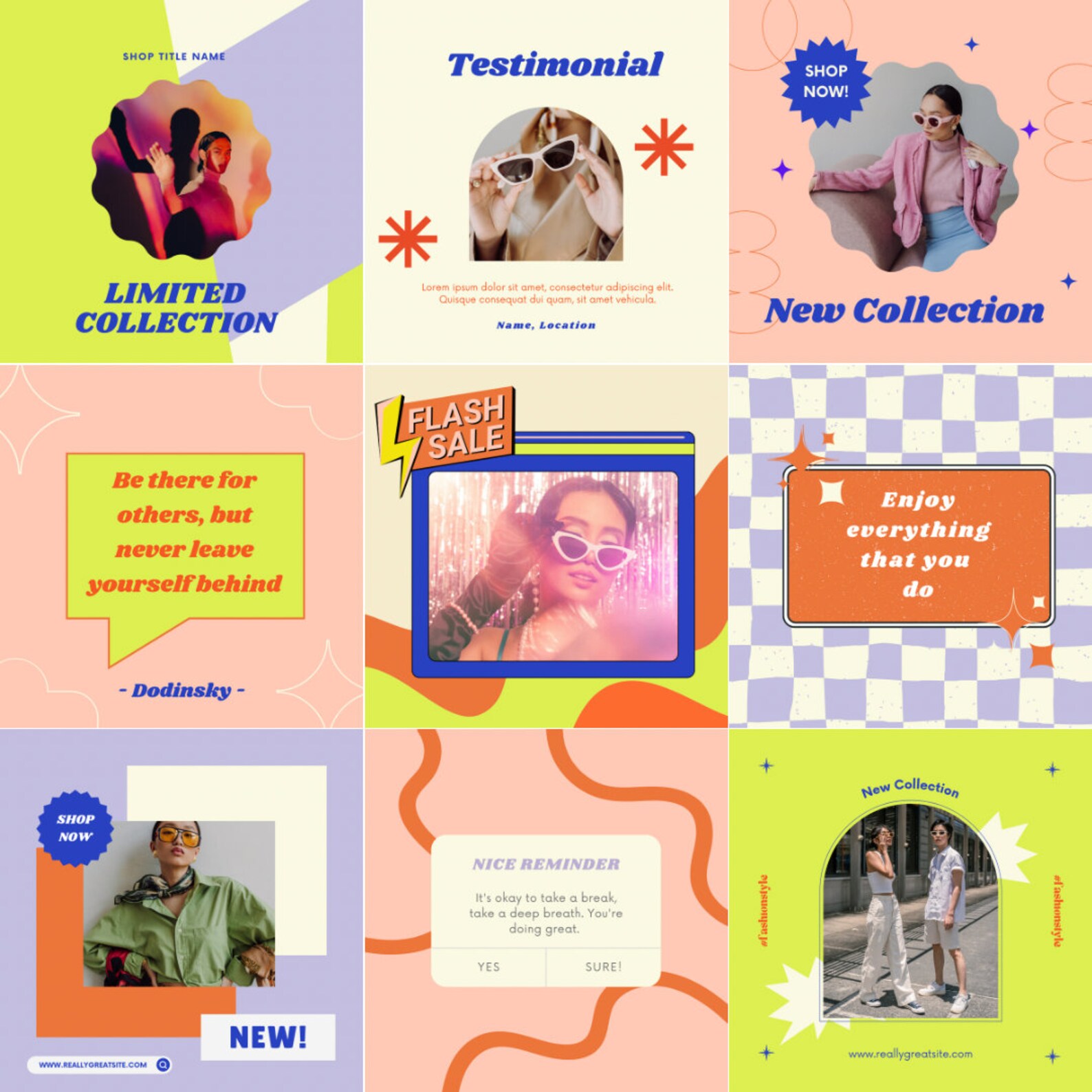 Fun & Bright Instagram Post Template | Canva Template | Retro Instagram ...