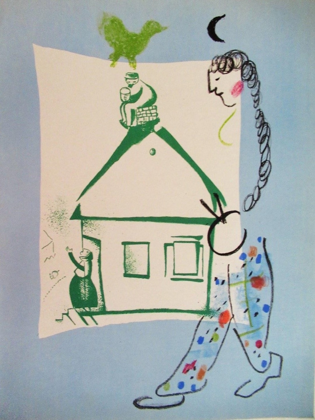 Marc Chagall - the Blue House (orig. Lithograph) - Etsy