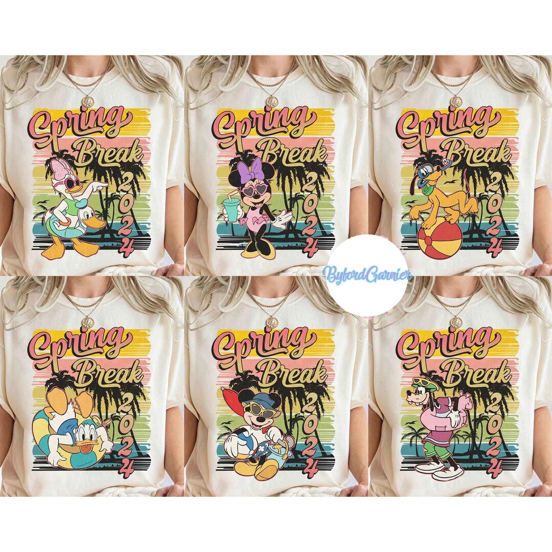 Mickey and Friends Disney Spring Break 2024 Retro 90s T-shirt, Disney ...