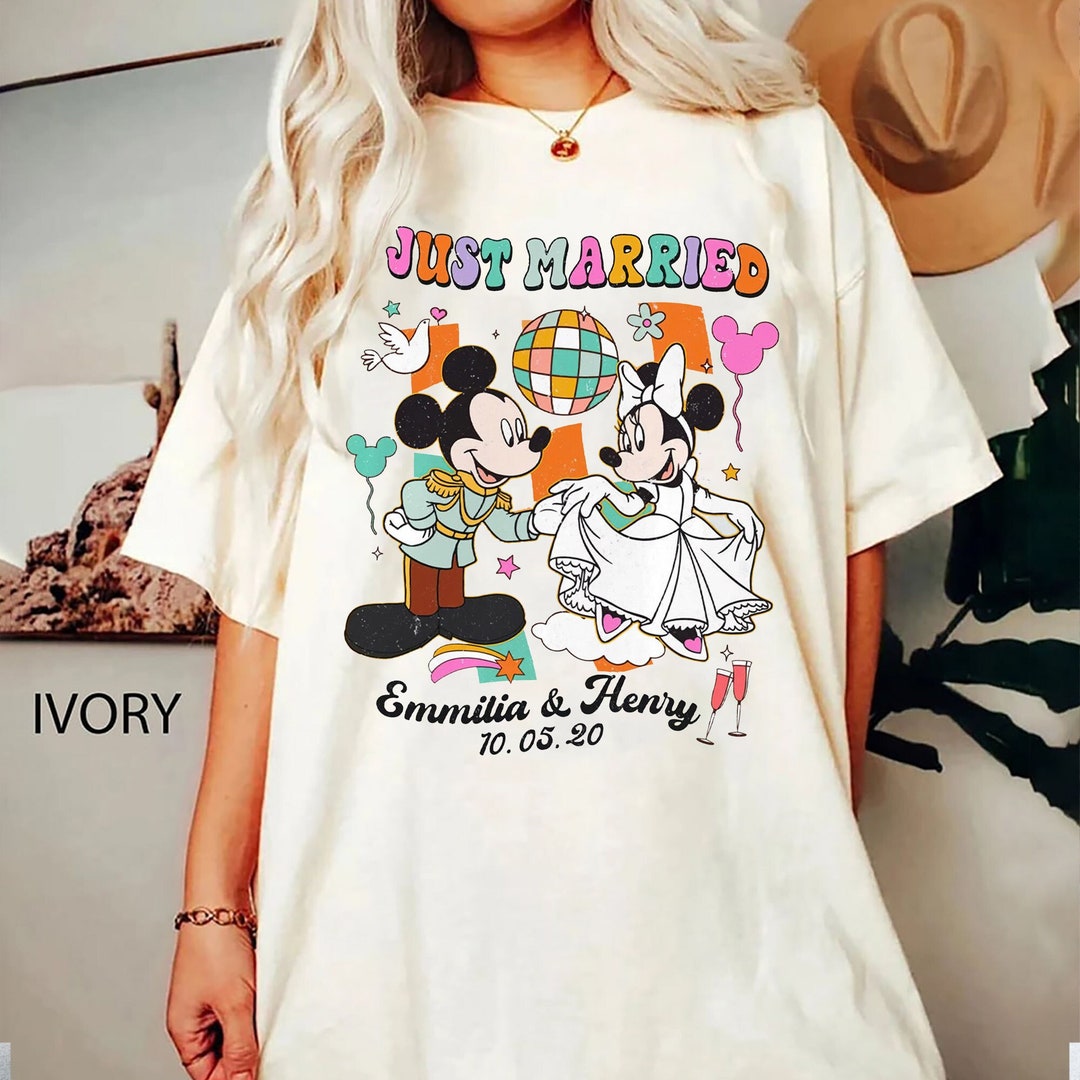 Custom Mickey Minnie Bride and Groom Just Married Shirt, Personalized ...