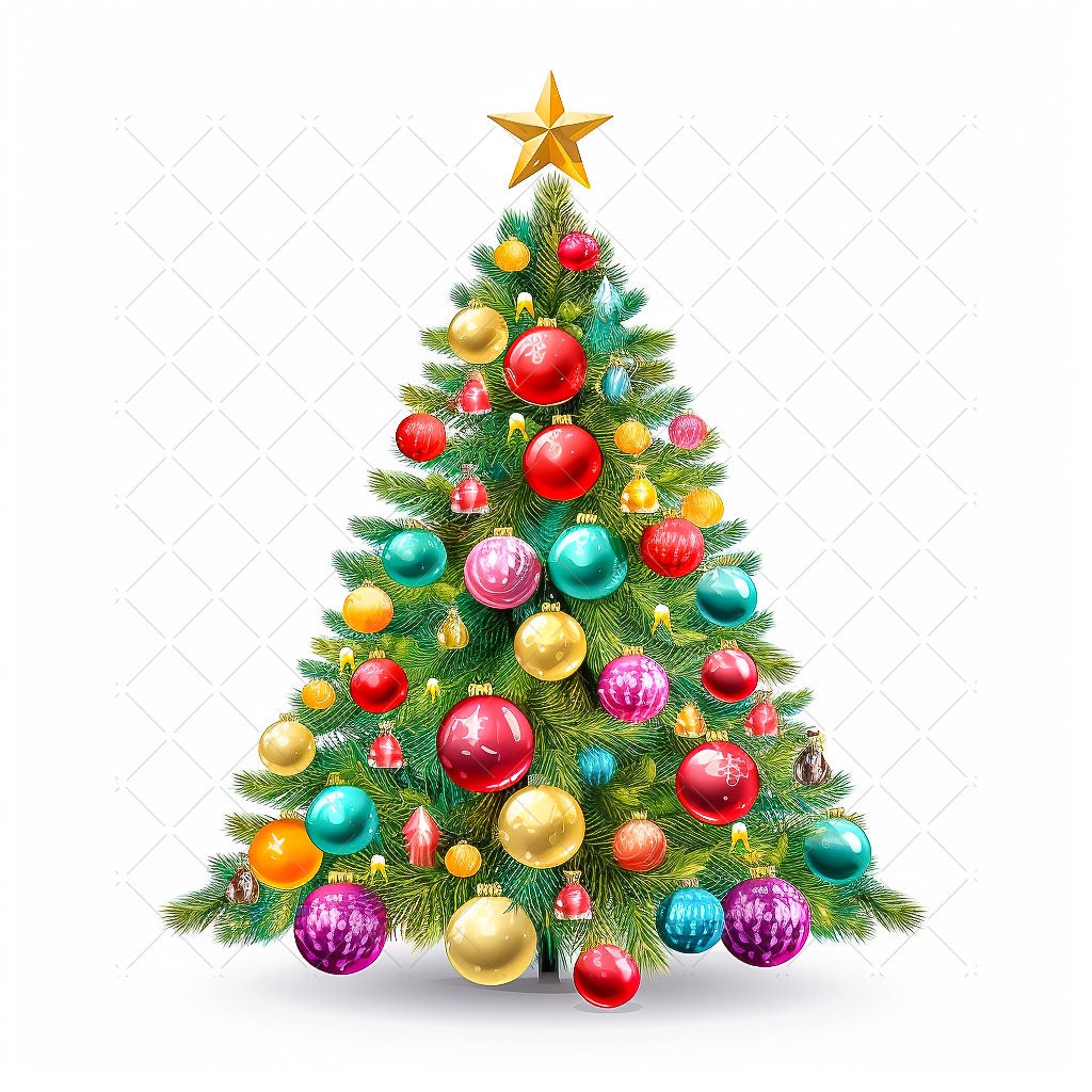 Illustrations Christmas Trees Bundle Clipart, 10 High Quality Jpgs ...