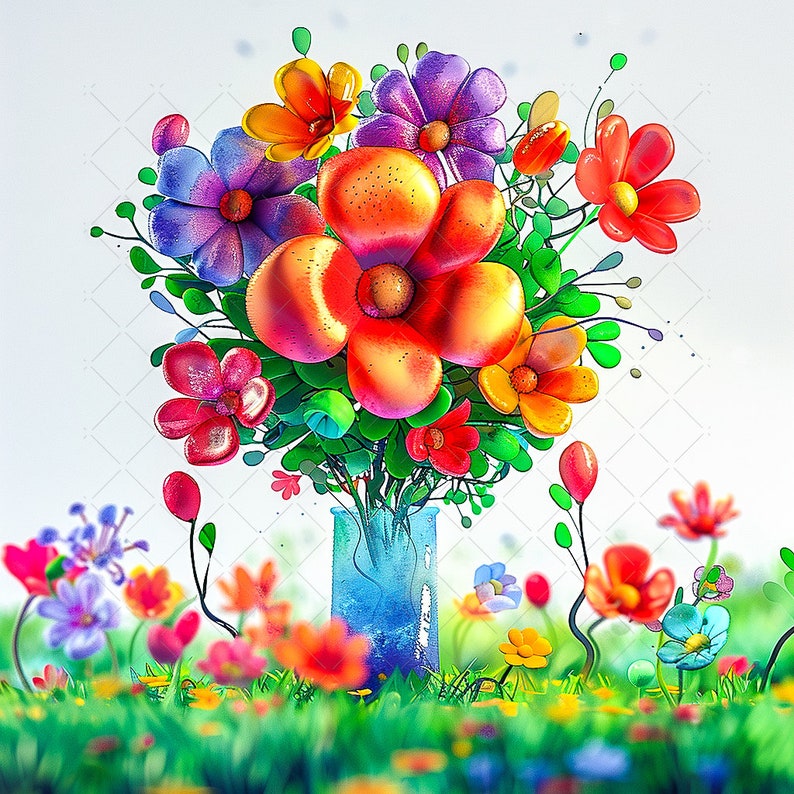 Animated Mixed Flowers Bouquet Bundle Clipart, 10 High Quality Jpgs ...