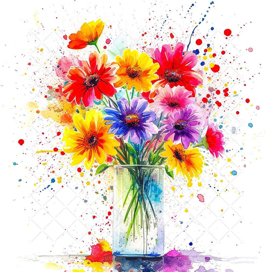 Bouquet of Mixed Flowers Bundle Clipart, 10 High Quality Jpgs ...