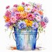 Watercolor Aster Flowers Bouquet Bundle Clipart, 10 High Quality Jpgs ...