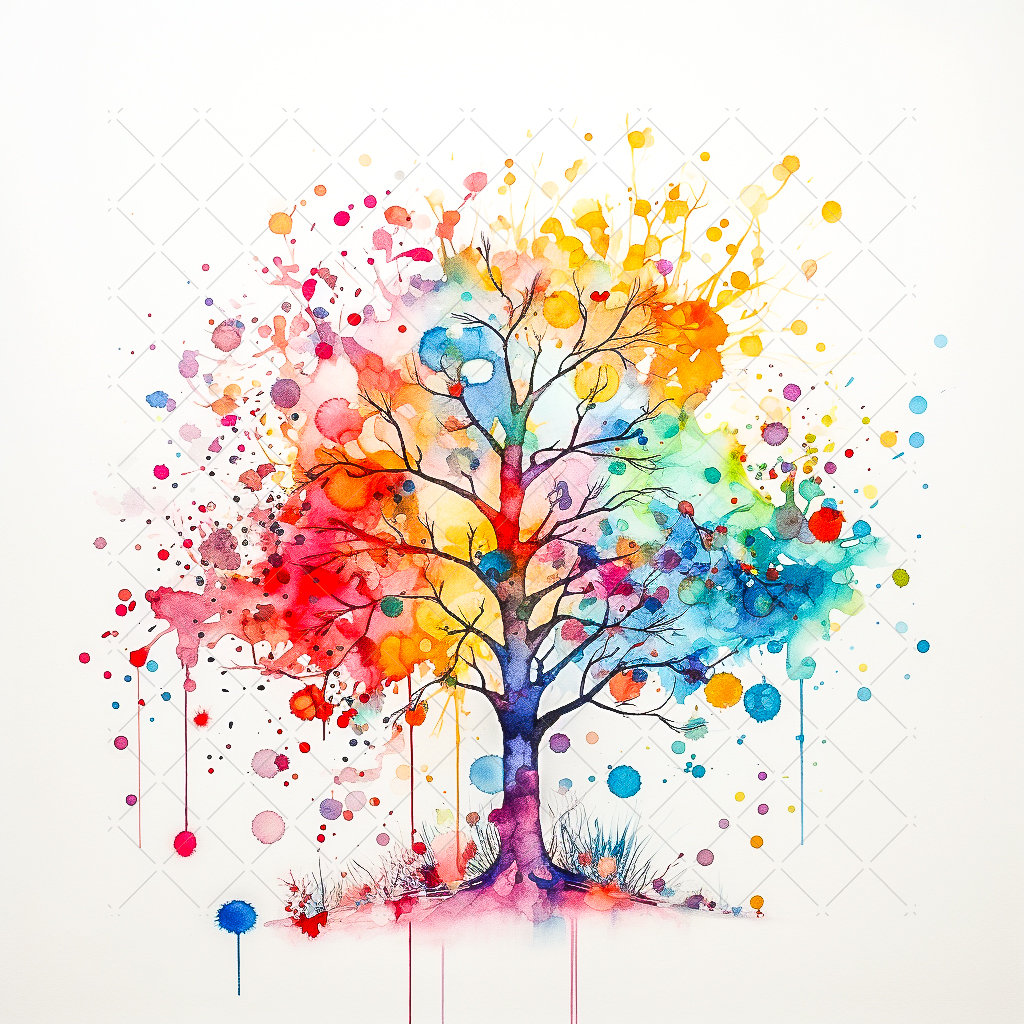Watercolor Fall Vibrant Trees Bundle Clipart, 10 High Quality Jpgs ...