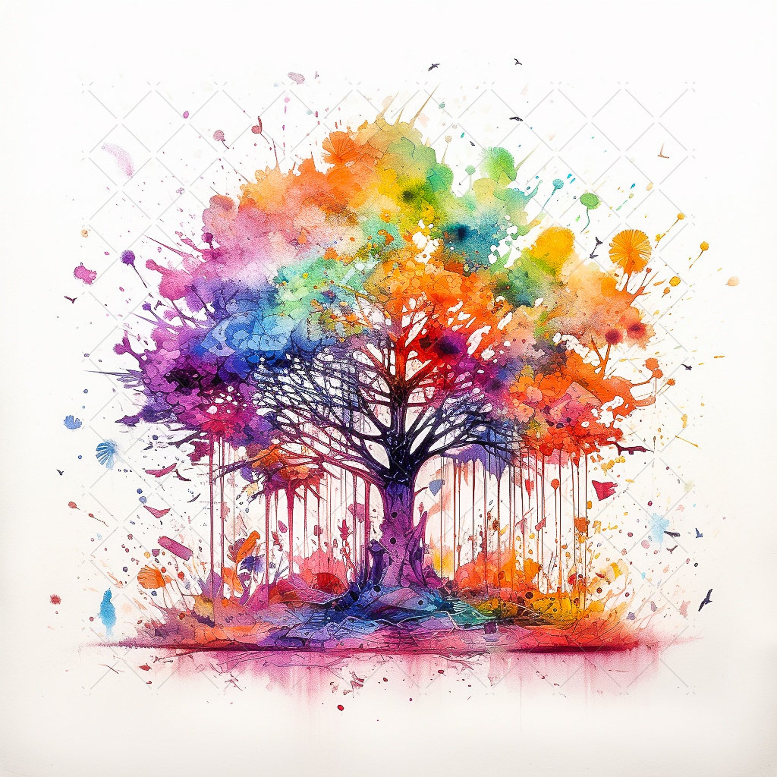 Fall Vibrant Trees Watercolor Bundle Clipart, 10 High Quality Jpgs ...