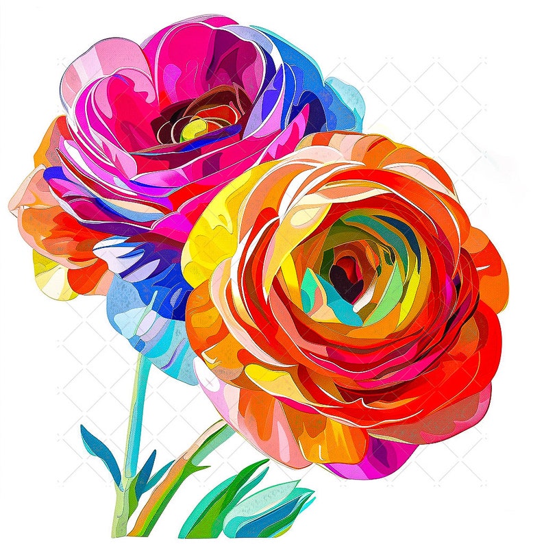 Single Flower Bundle Clipart, 10 High Quality Jpgs, Watercolor Flower ...