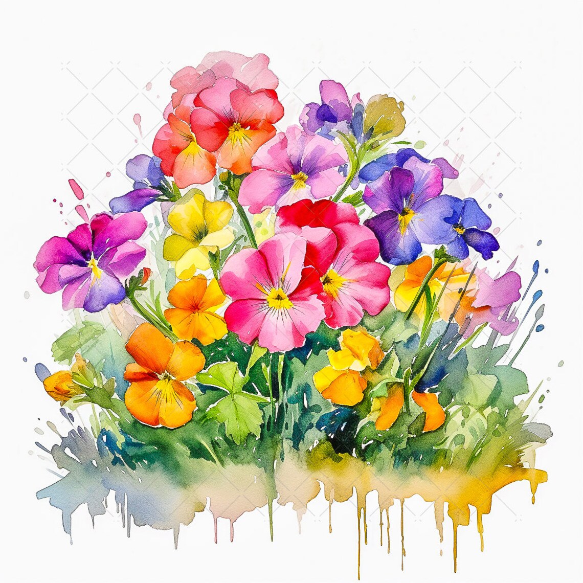 Primrose Flowers in Flowerbed Bundle Clipart, 10 High Quality Jpgs ...