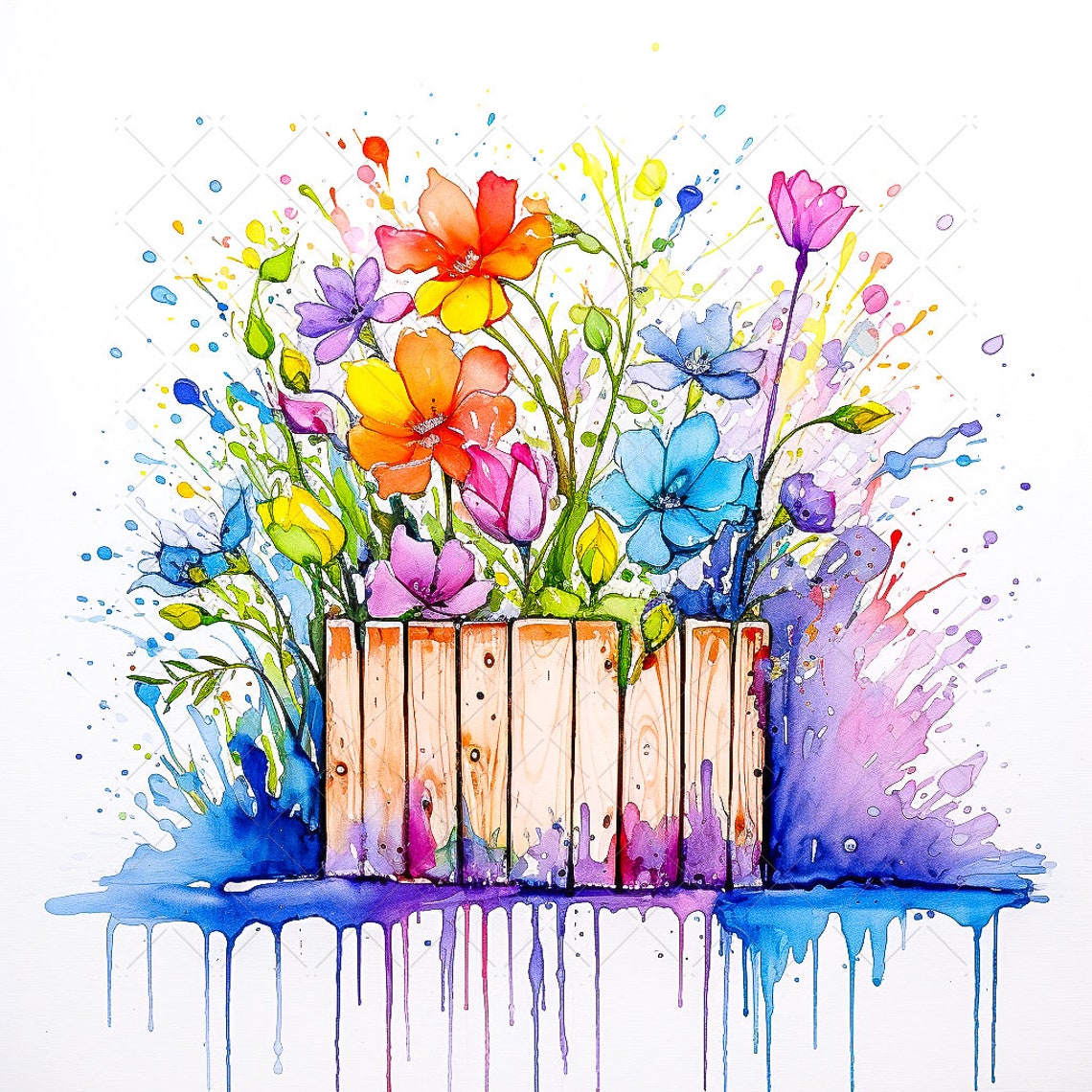 Wild Flowers Bundle Clipart, 10 High Quality Jpgs, Watercolor Flower in ...