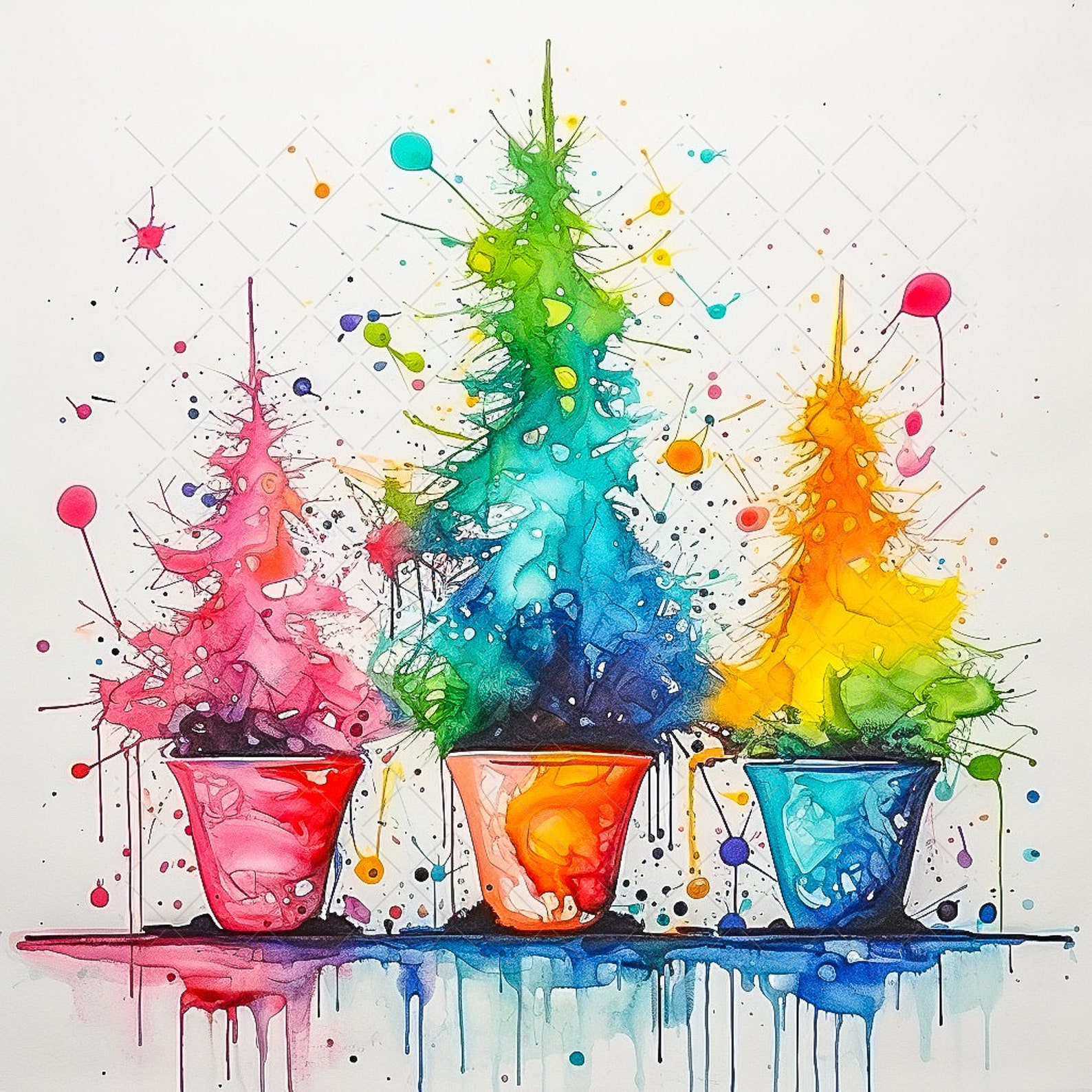 Watercolor Christmas Trees Bundle Clipart, 10 High Quality Jpgs ...