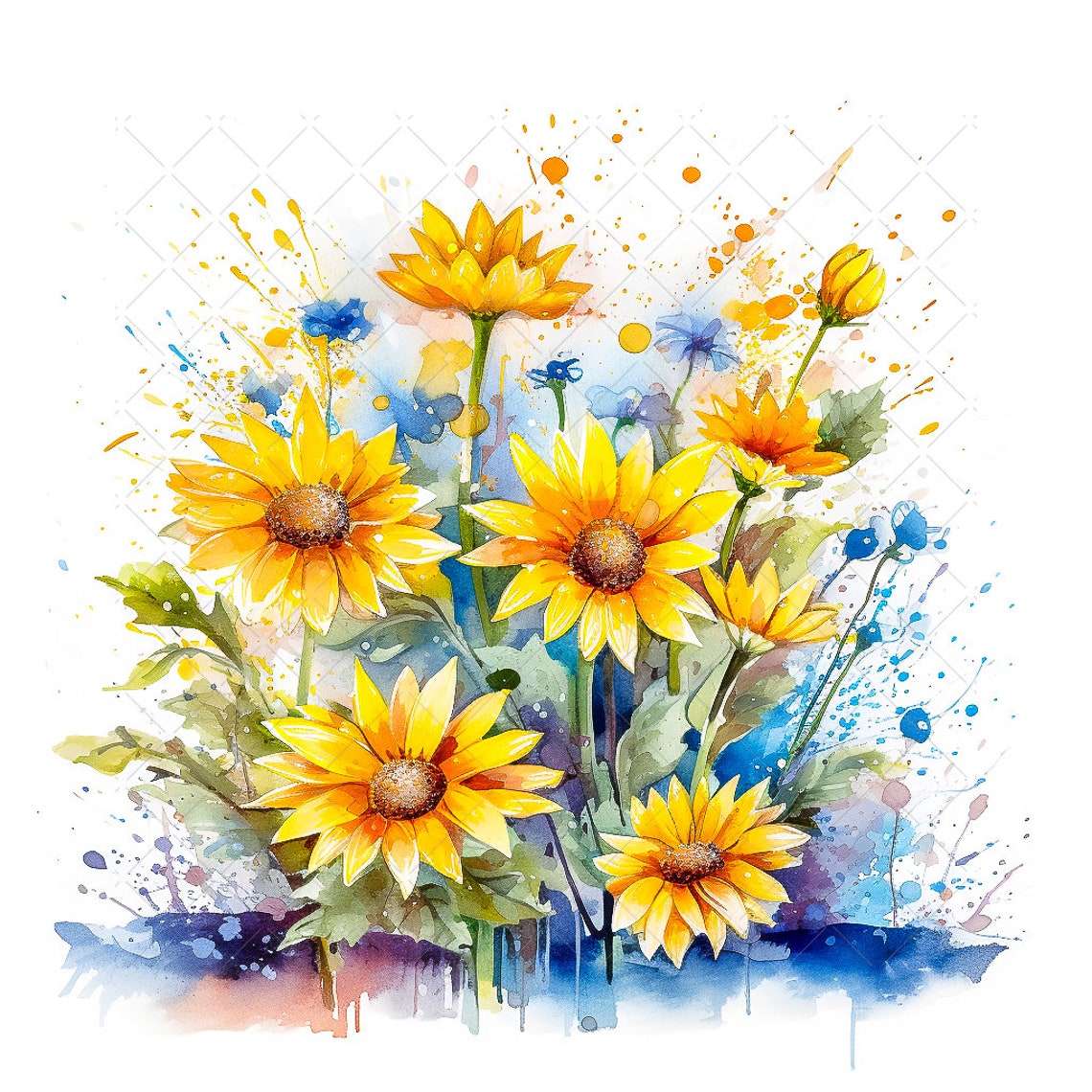 Wild Mixed Flowers Bundle Bouquet Clipart, 10 High Quality Jpgs ...