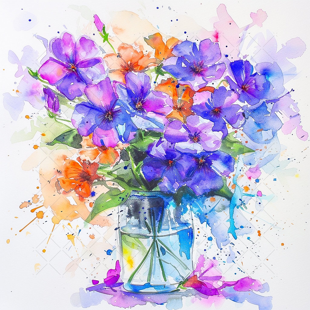 Watercolor Phlox Flower Bouquet Clipart, Printable Floral Art (digital ...