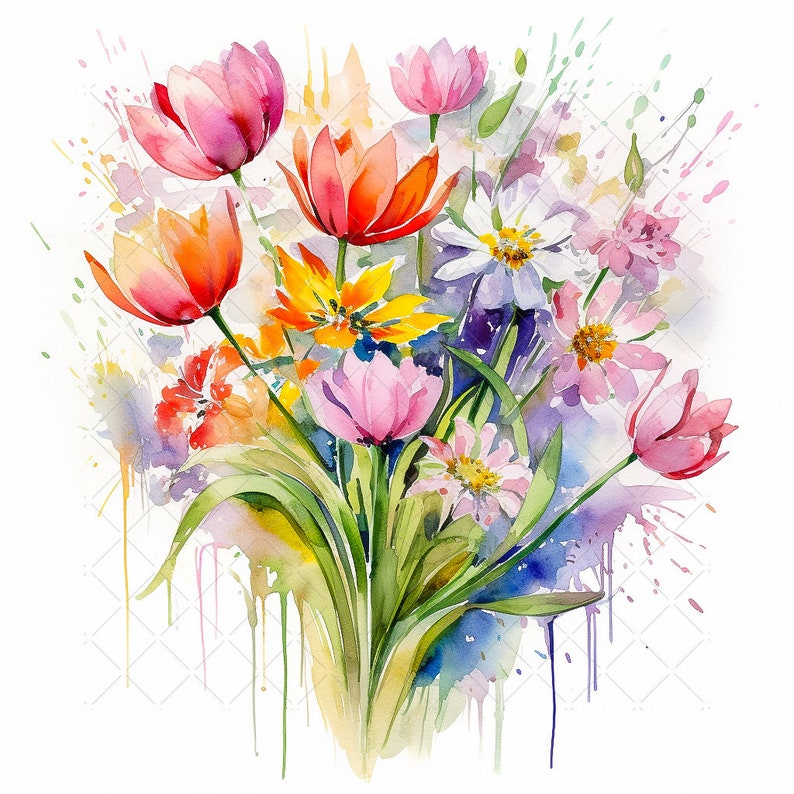 Wild Flowers Bundle in Flowerbed Clipart, 10 High Quality Jpgs ...