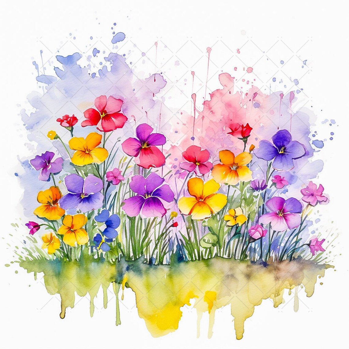 Primrose Flowers in Flowerbed Bundle Clipart, 10 High Quality Jpgs ...