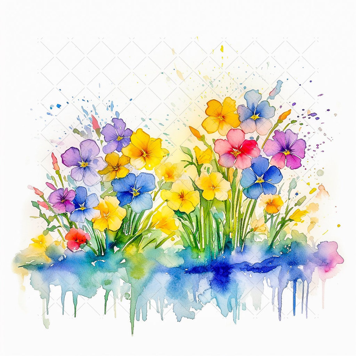 Primrose Flowers in Flowerbed Bundle Clipart, 10 High Quality Jpgs ...