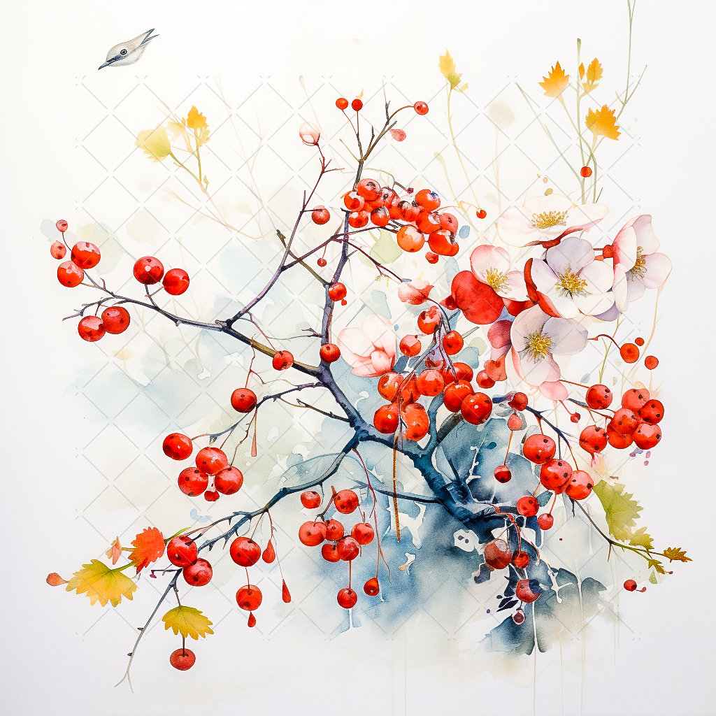 Watercolor Autumn Berry Bundle Clipart, 10 High Quality Jpgs, Winter ...