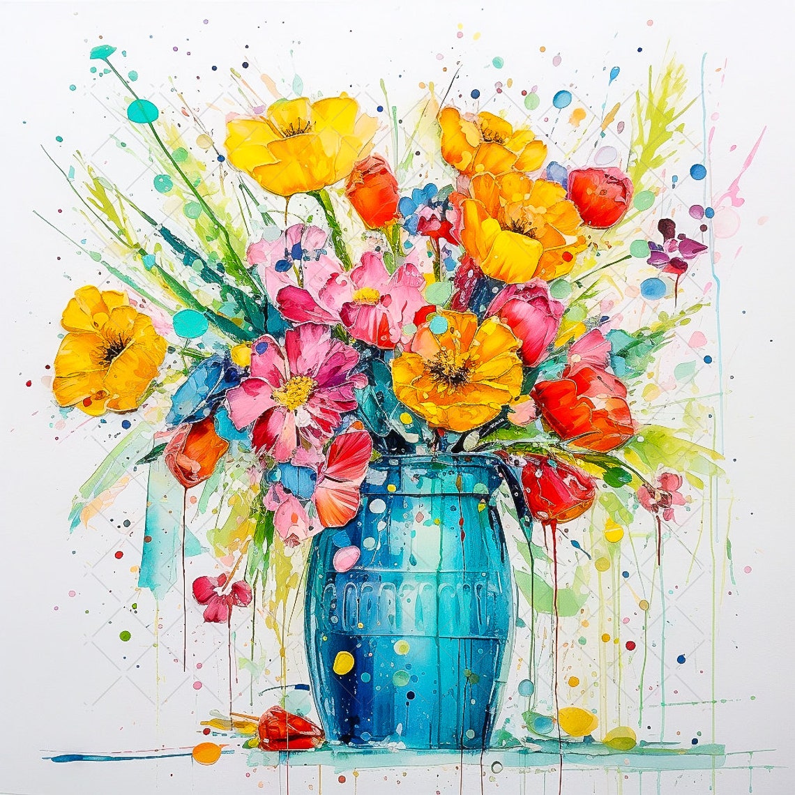 Wild Flowers Bundle Clipart, 10 High Quality Jpgs, Watercolor Flower in ...