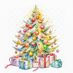 Christmas Trees Watercolor Bundle Clipart, 10 High Quality Jpgs ...