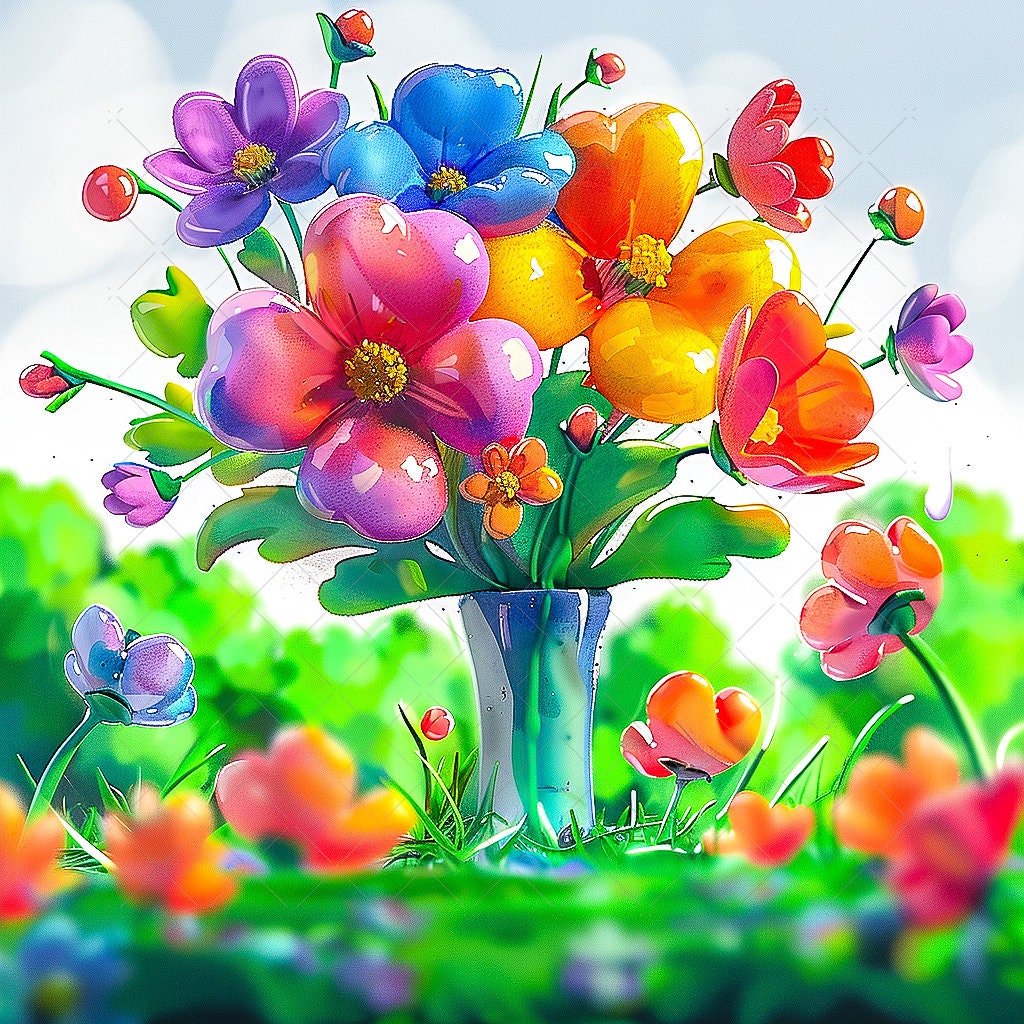 Animated Mixed Flowers Bouquet Bundle Clipart, 10 High Quality Jpgs ...