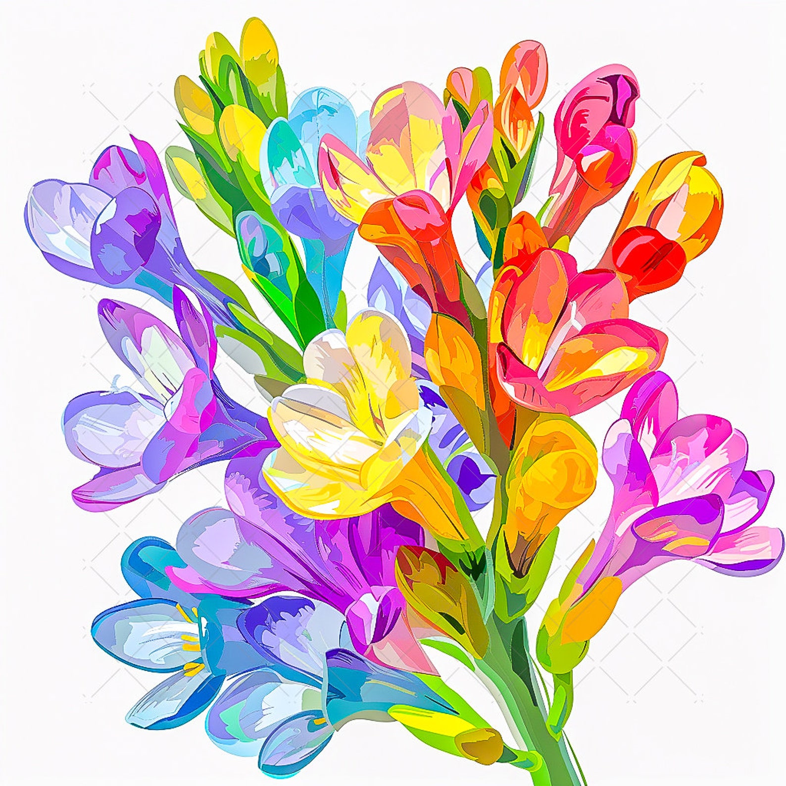 Single Flower Bundle Clipart, 10 High Quality Jpgs, Watercolor Flower ...