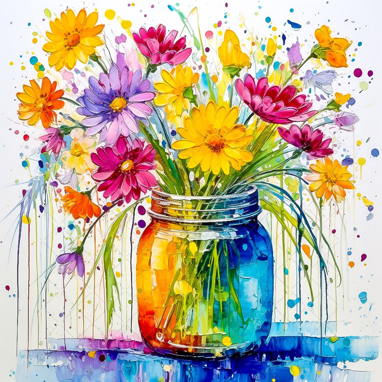 Wild Flowers Bundle Clipart, 10 High Quality Jpgs, Watercolor Flower in ...