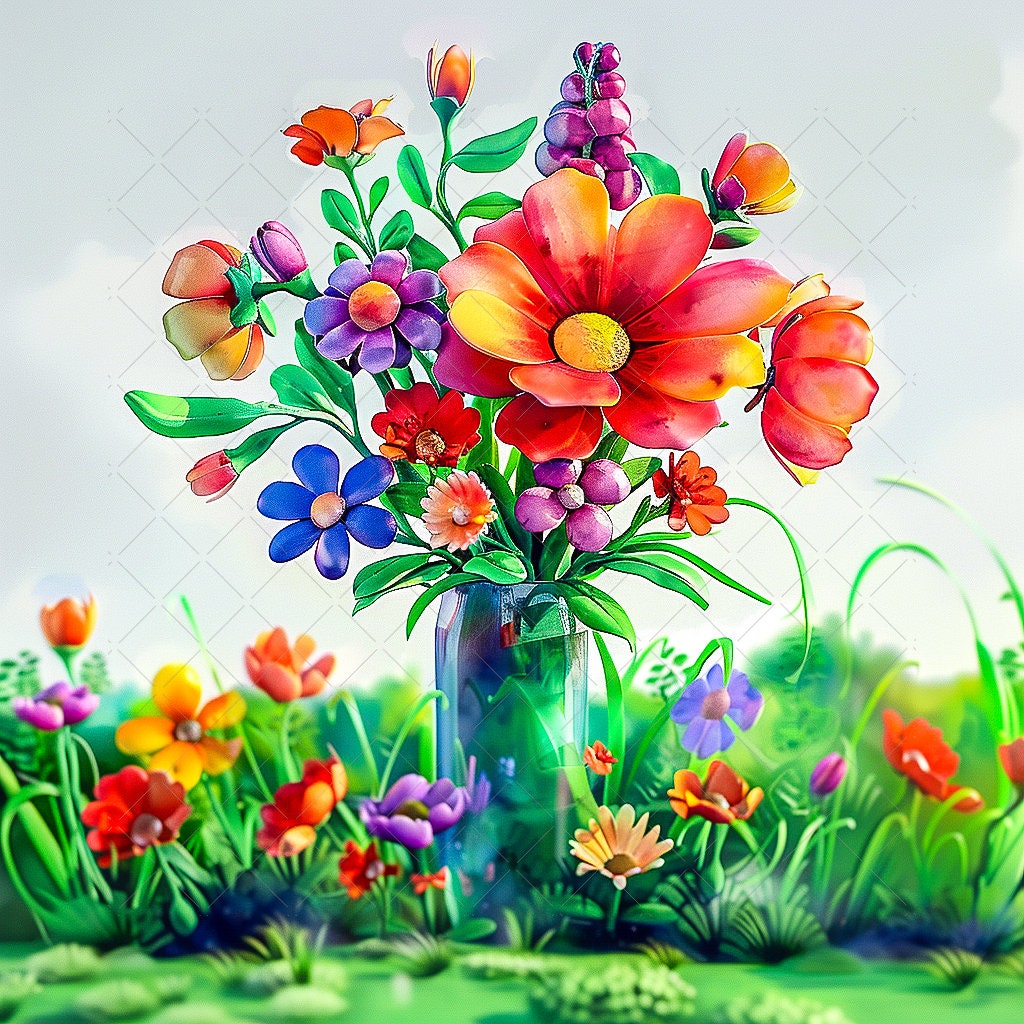 Animated Mixed Flowers Bouquet Bundle Clipart, 10 High Quality Jpgs ...
