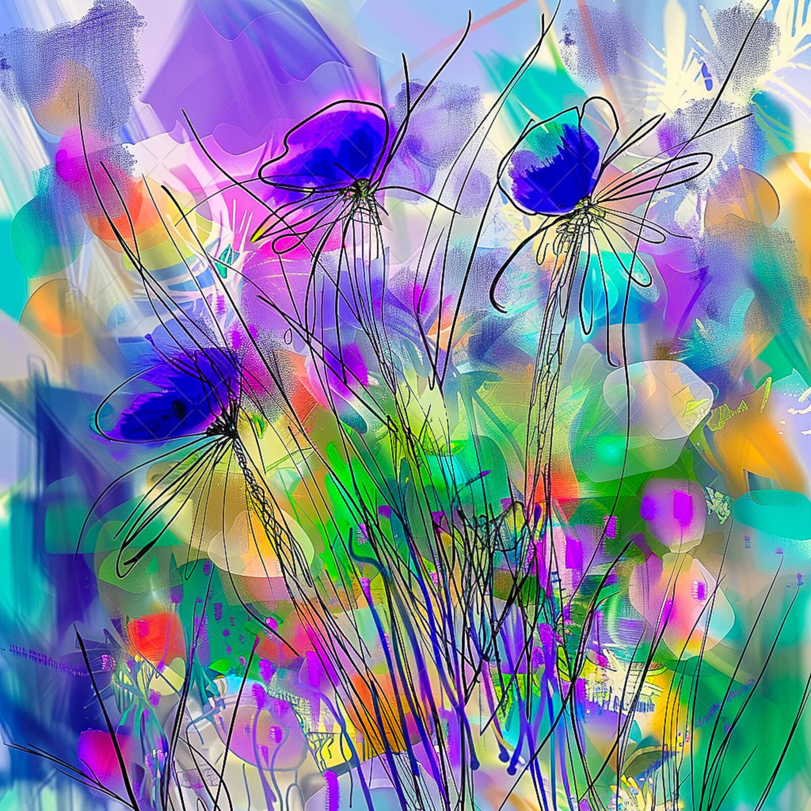 Wild Flowers Bundle Clipart, 10 High Quality JPG, Watercolor Flowers ...