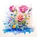 Roses Flowers Watercolor in Field Flowers Bundle Clipart, 10 High ...