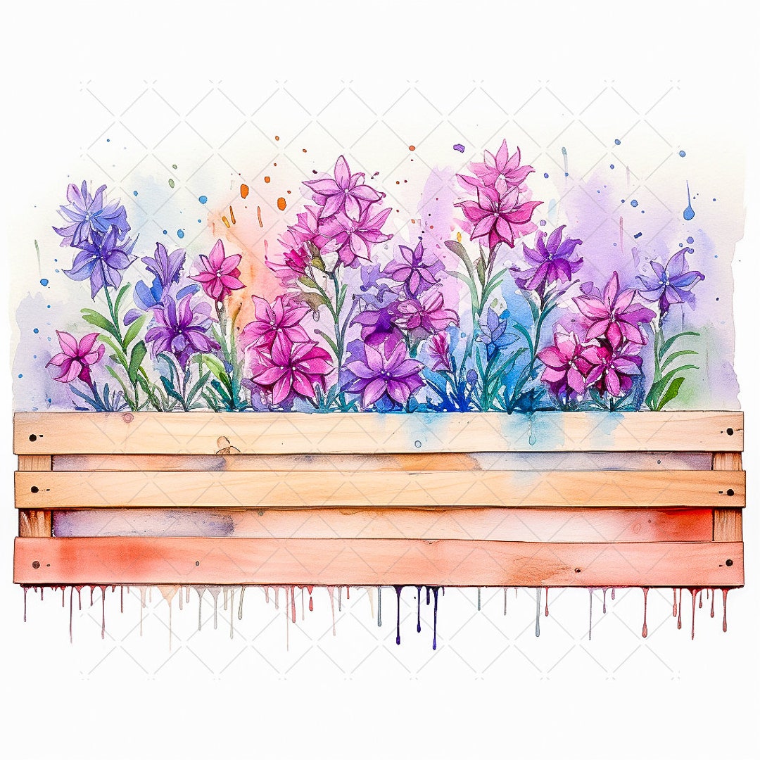 Watercolor Mixed Purple Flowers Bundle Clipart, 10 High Quality Jpgs ...