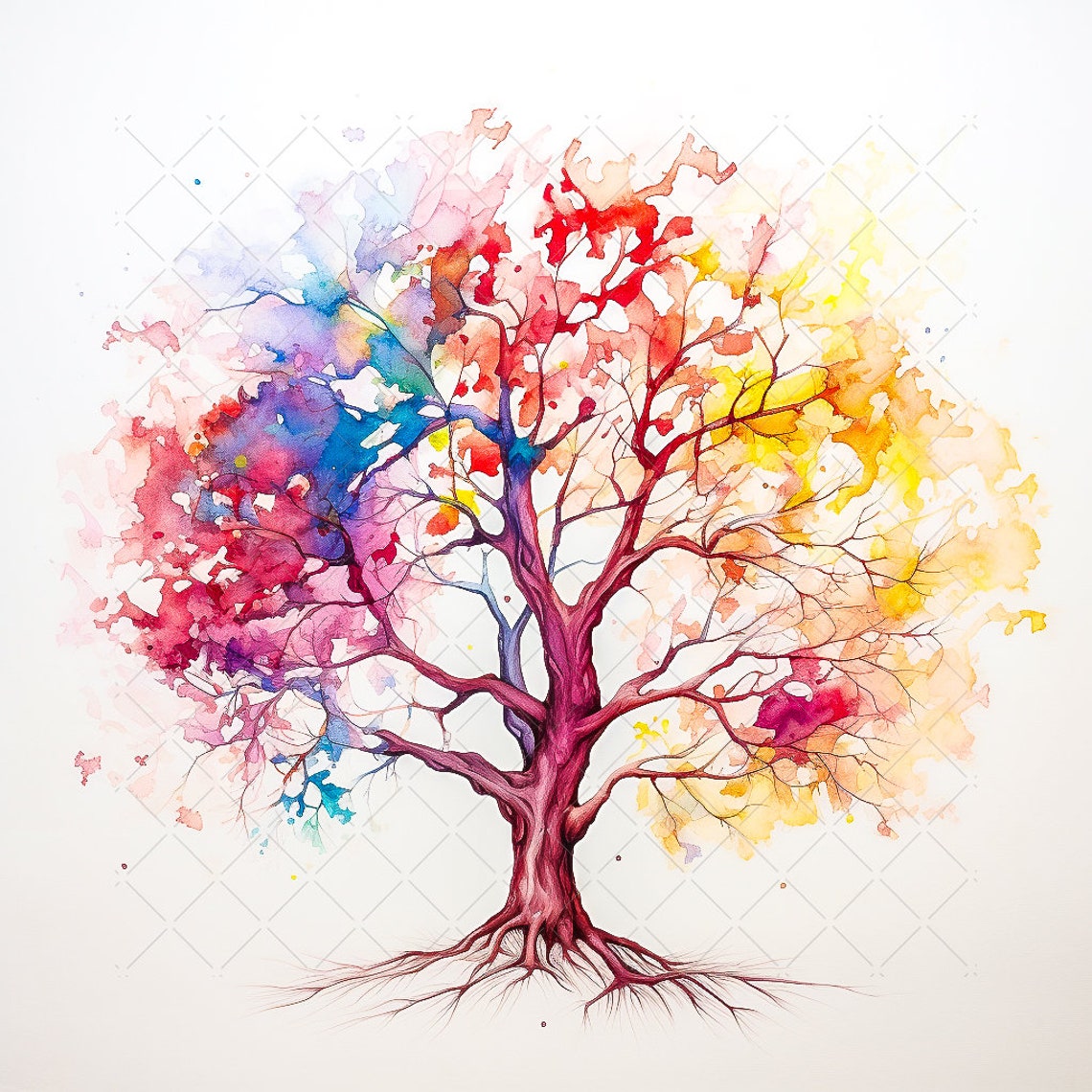 Watercolor Fall Vibrant Trees Bundle Clipart, 10 High Quality Jpgs ...
