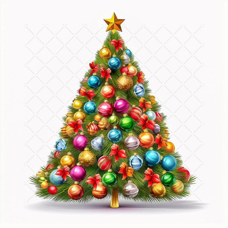 Illustrations Christmas Trees Bundle Clipart, 10 High Quality Jpgs ...