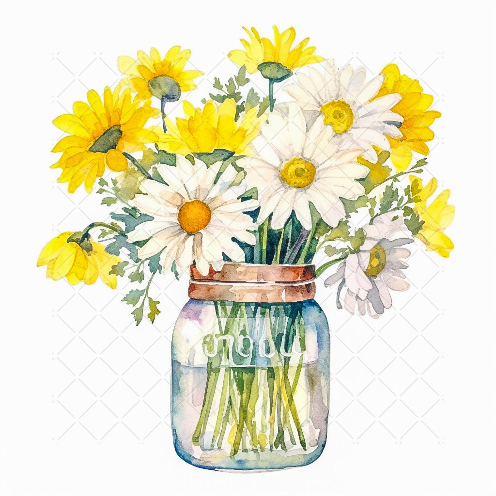 Vase of Daisies Flowers Bundle Clipart, 12 High Quality Jpgs ...