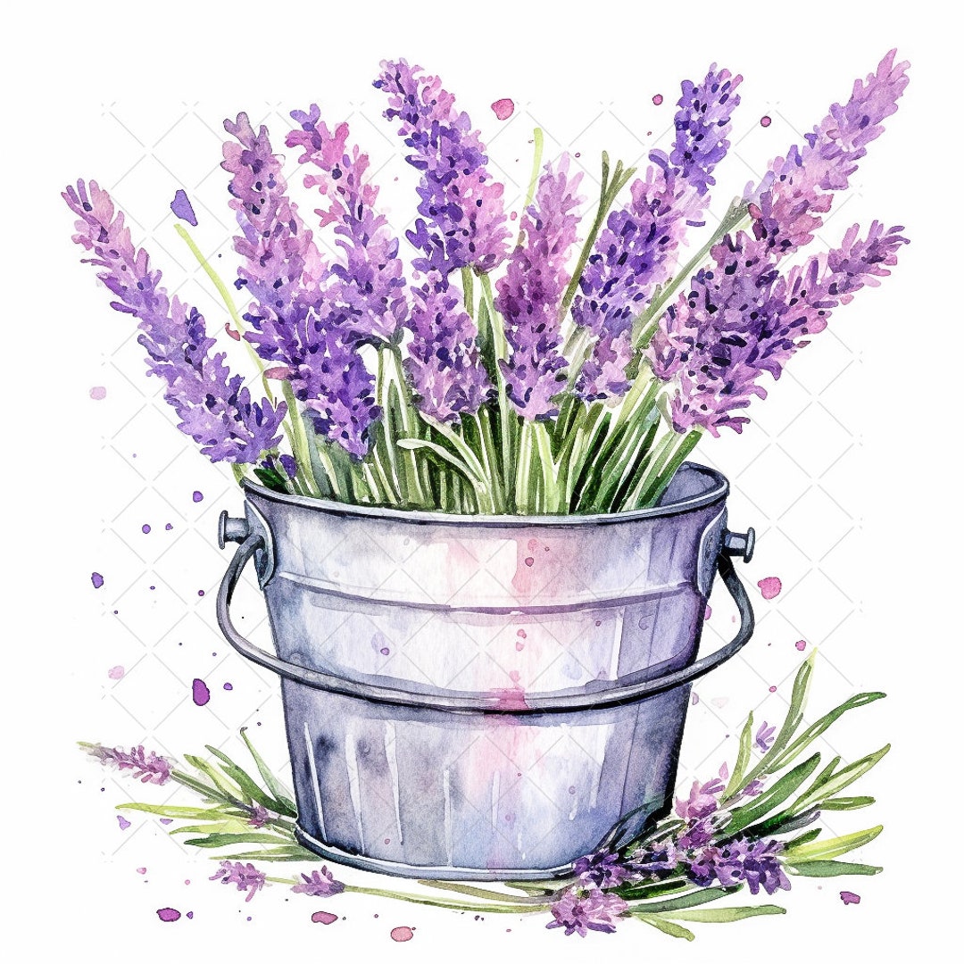 Lavender Mixed Flowers in Vase Bundle Clipart, 12 High Quality Jpgs ...