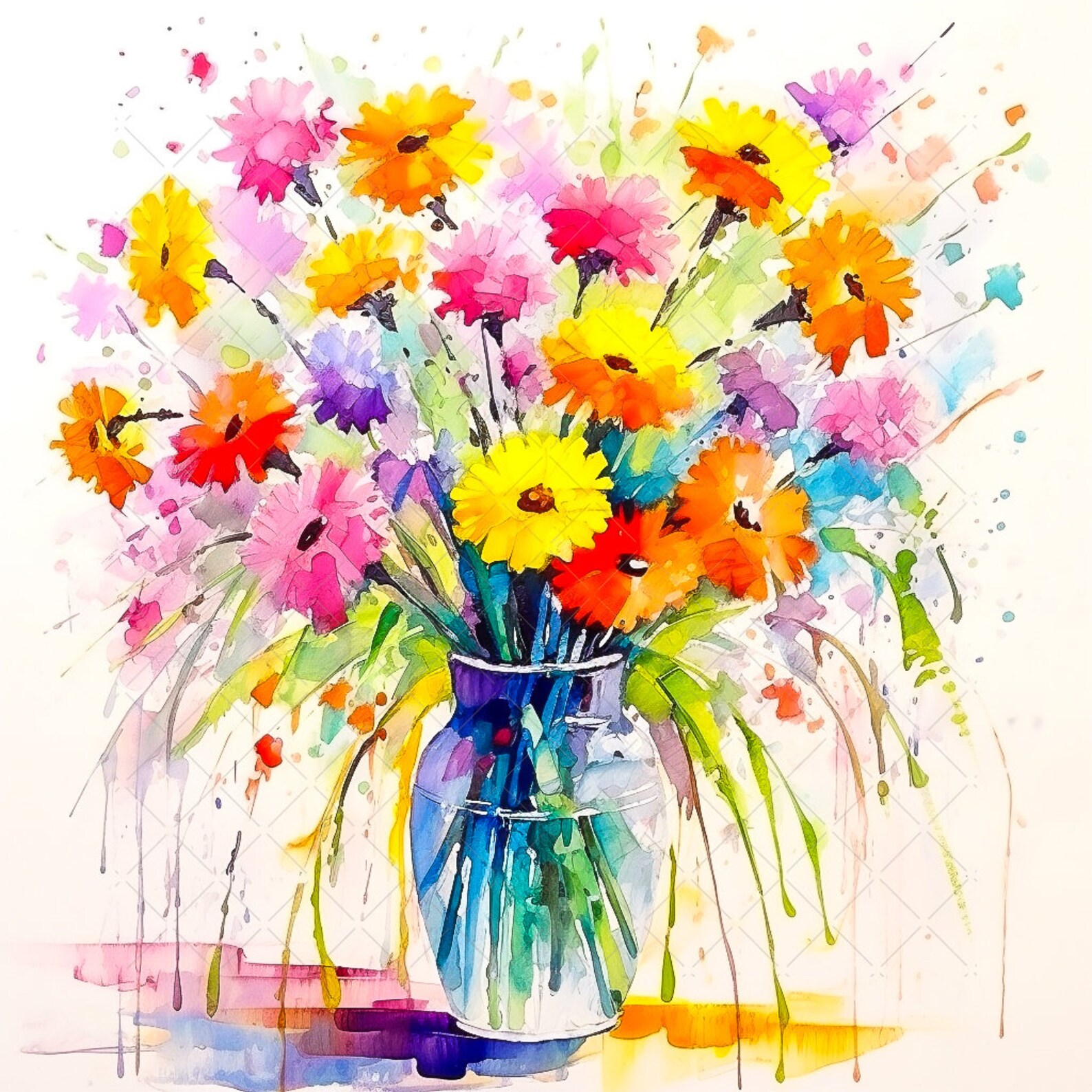 Wild Flowers Bundle Clipart, 10 High Quality Jpgs, Watercolor Flower in ...