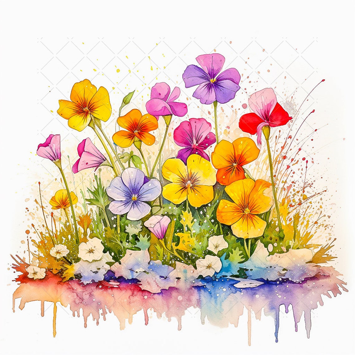 Primrose Flowers in Flowerbed Bundle Clipart, 10 High Quality Jpgs ...