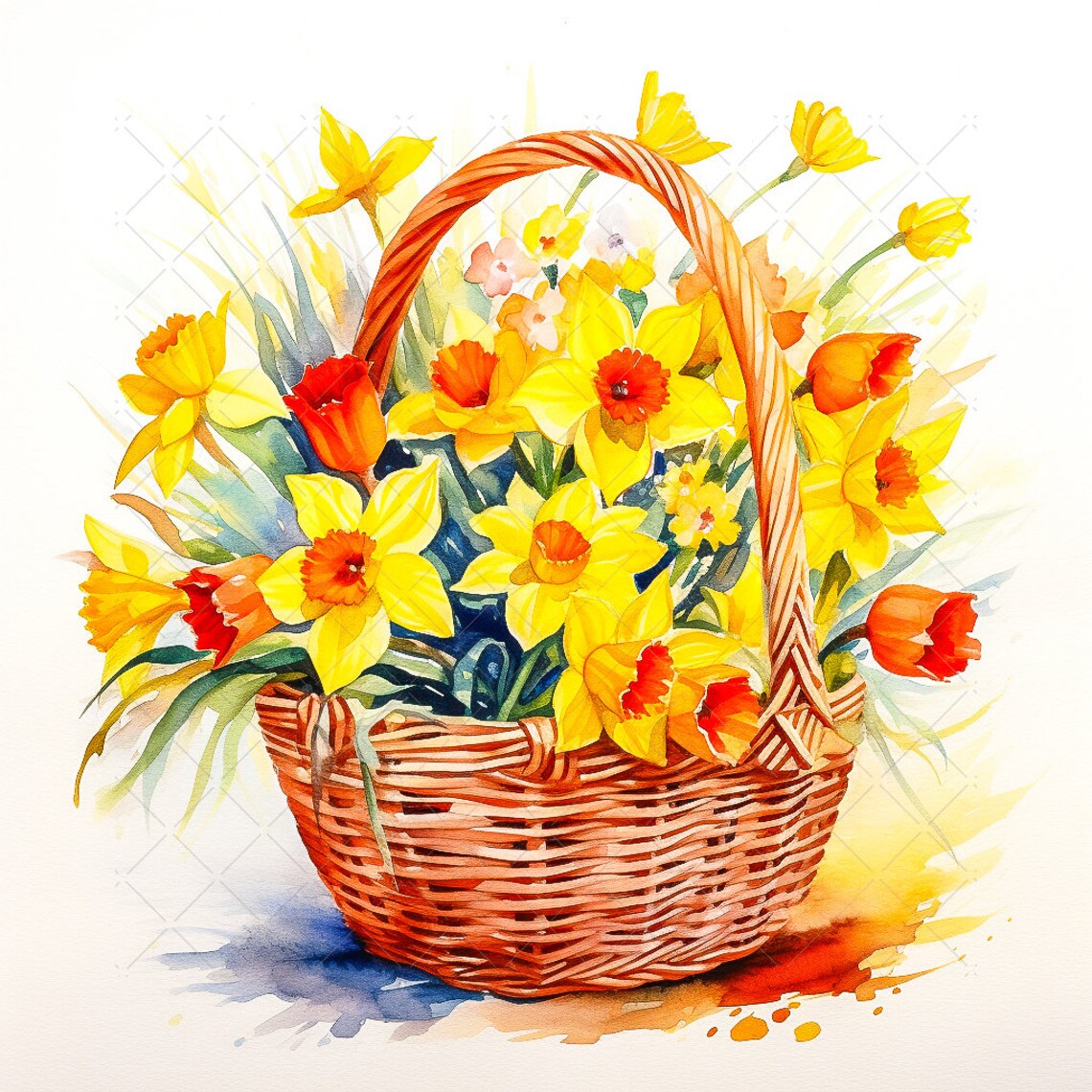 Daffodil Flowers in Flowerbed Bundle Clipart, 10 High Quality Jpgs ...