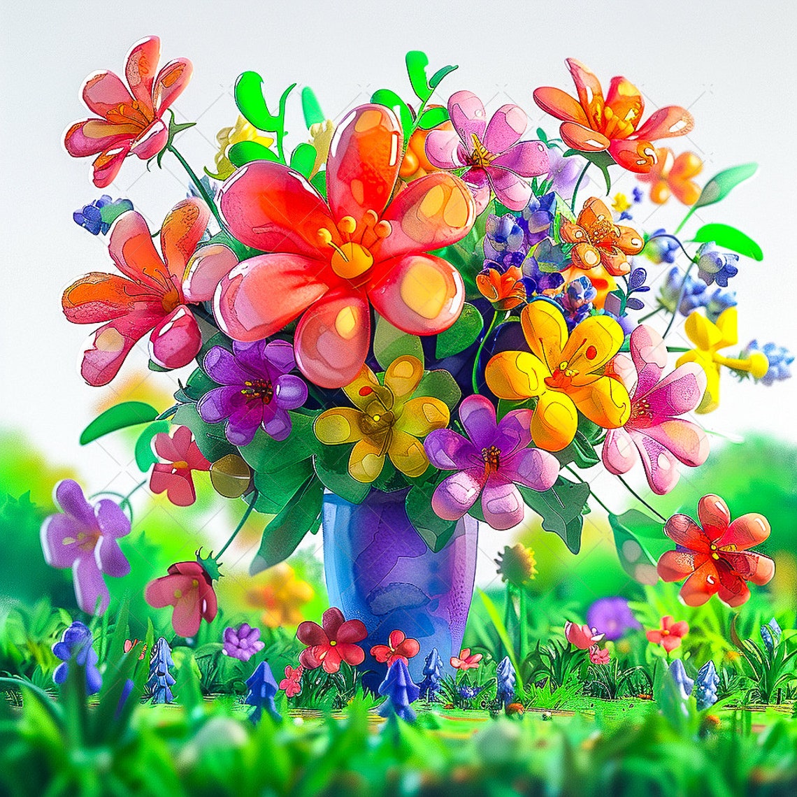 Animated Mixed Flowers Bouquet Bundle Clipart, 10 High Quality Jpgs ...