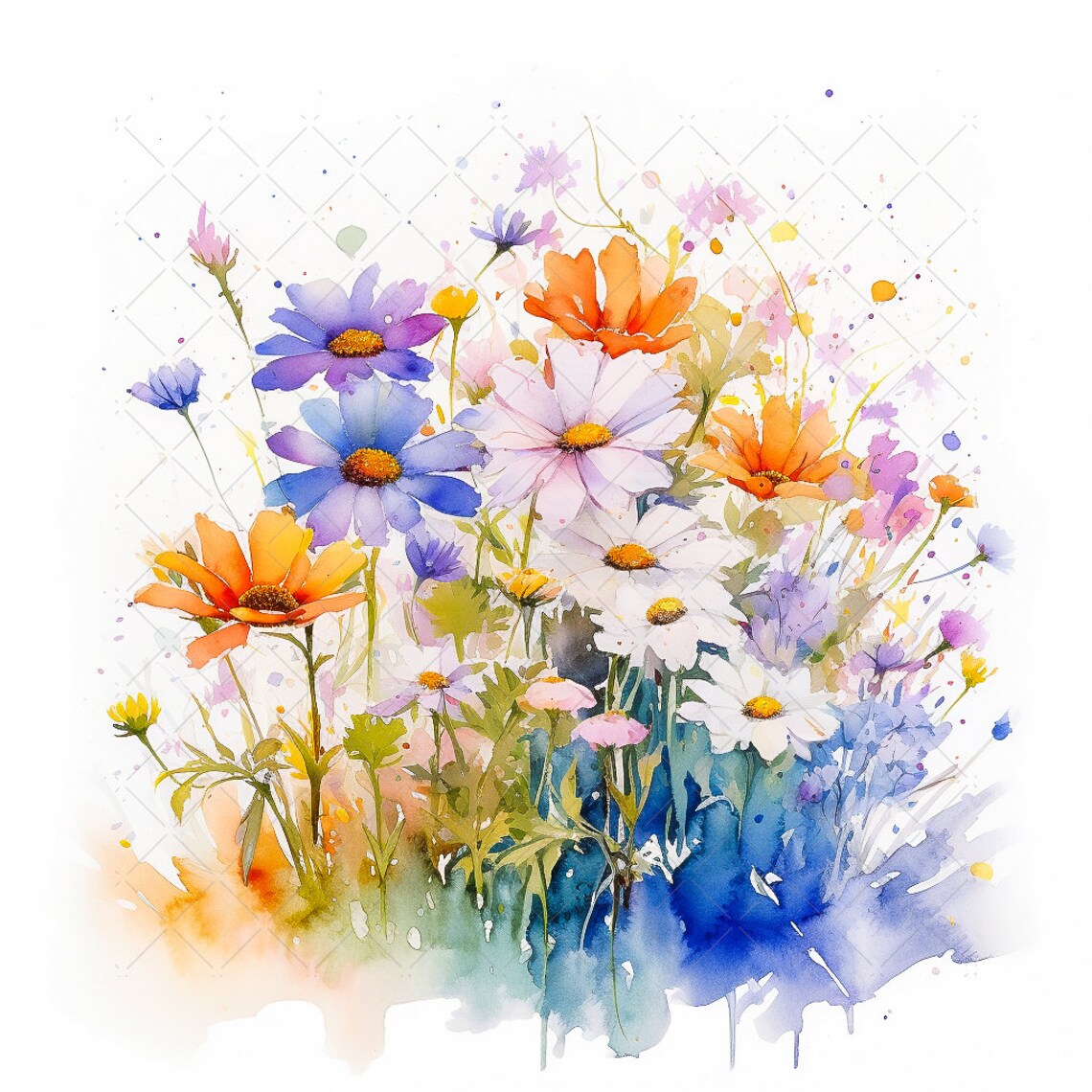 Wild Flowers Bundle in Flowerbed Clipart 10 High Quality - Etsy