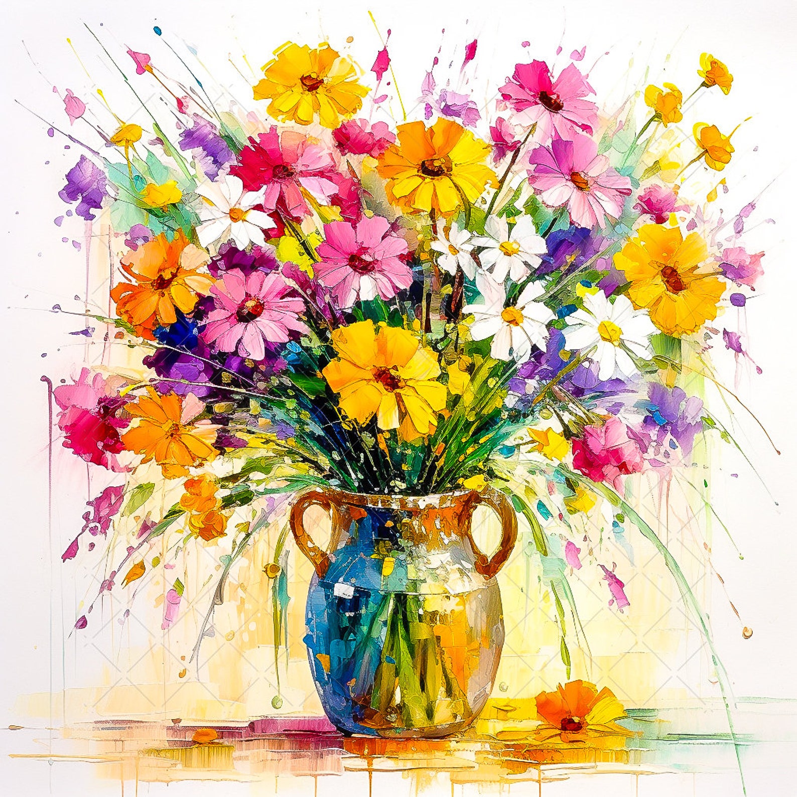 Wild Flowers Bundle Clipart, 10 High Quality Jpgs, Watercolor Flower in ...