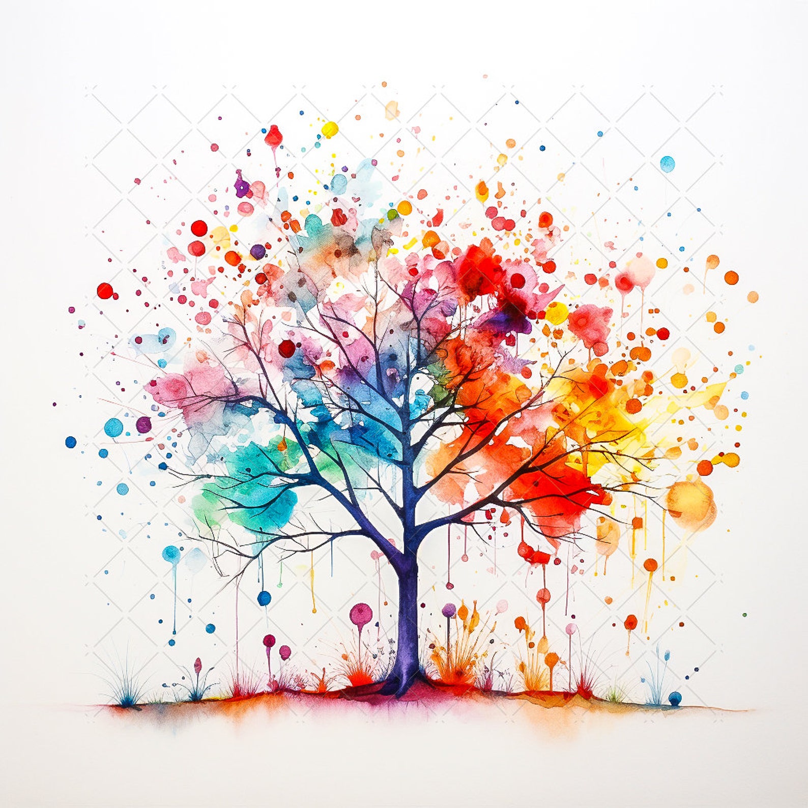 Watercolor Fall Vibrant Trees Bundle Clipart, 10 High Quality Jpgs ...