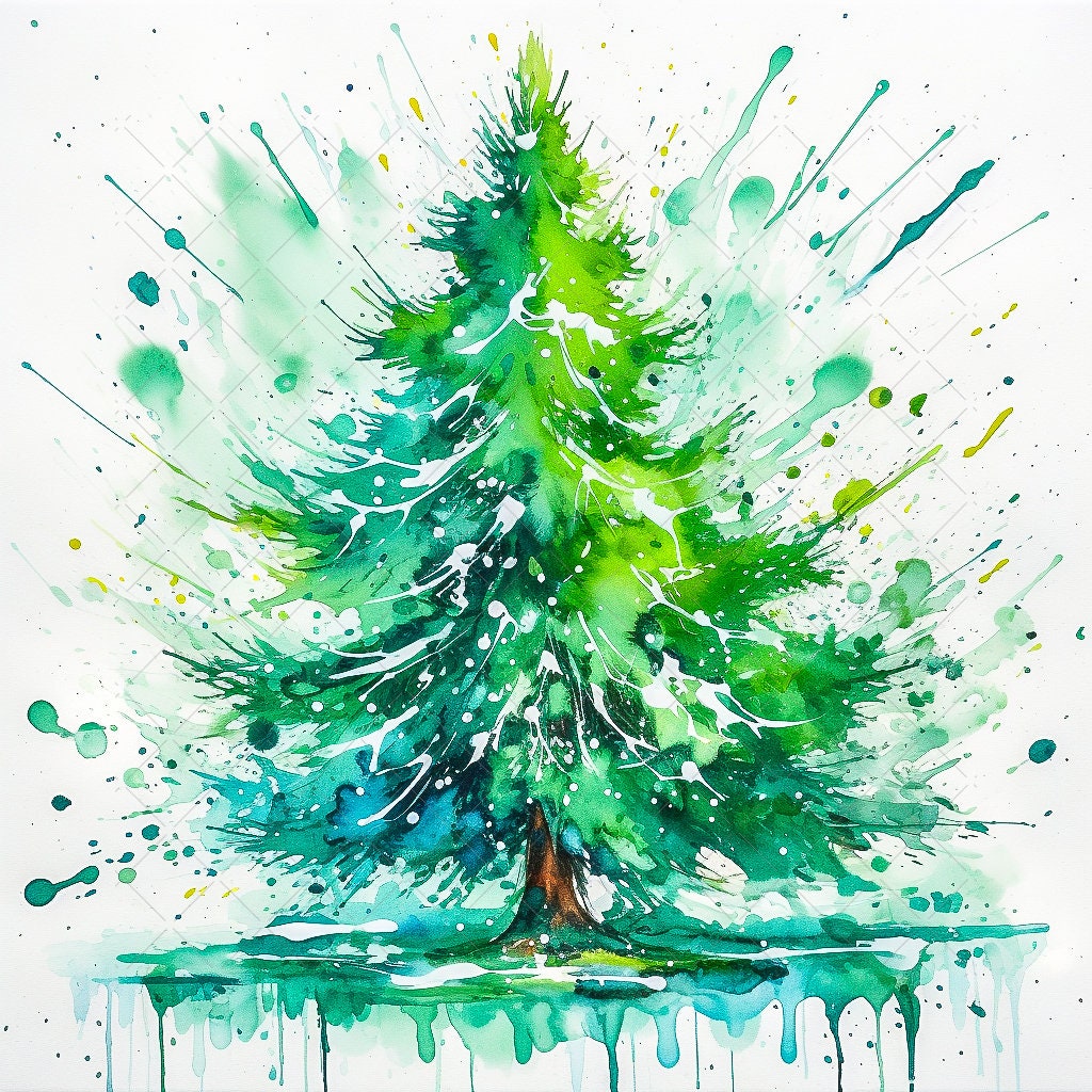 Watercolor Christmas Trees Bundle Clipart, 10 High Quality Jpgs ...