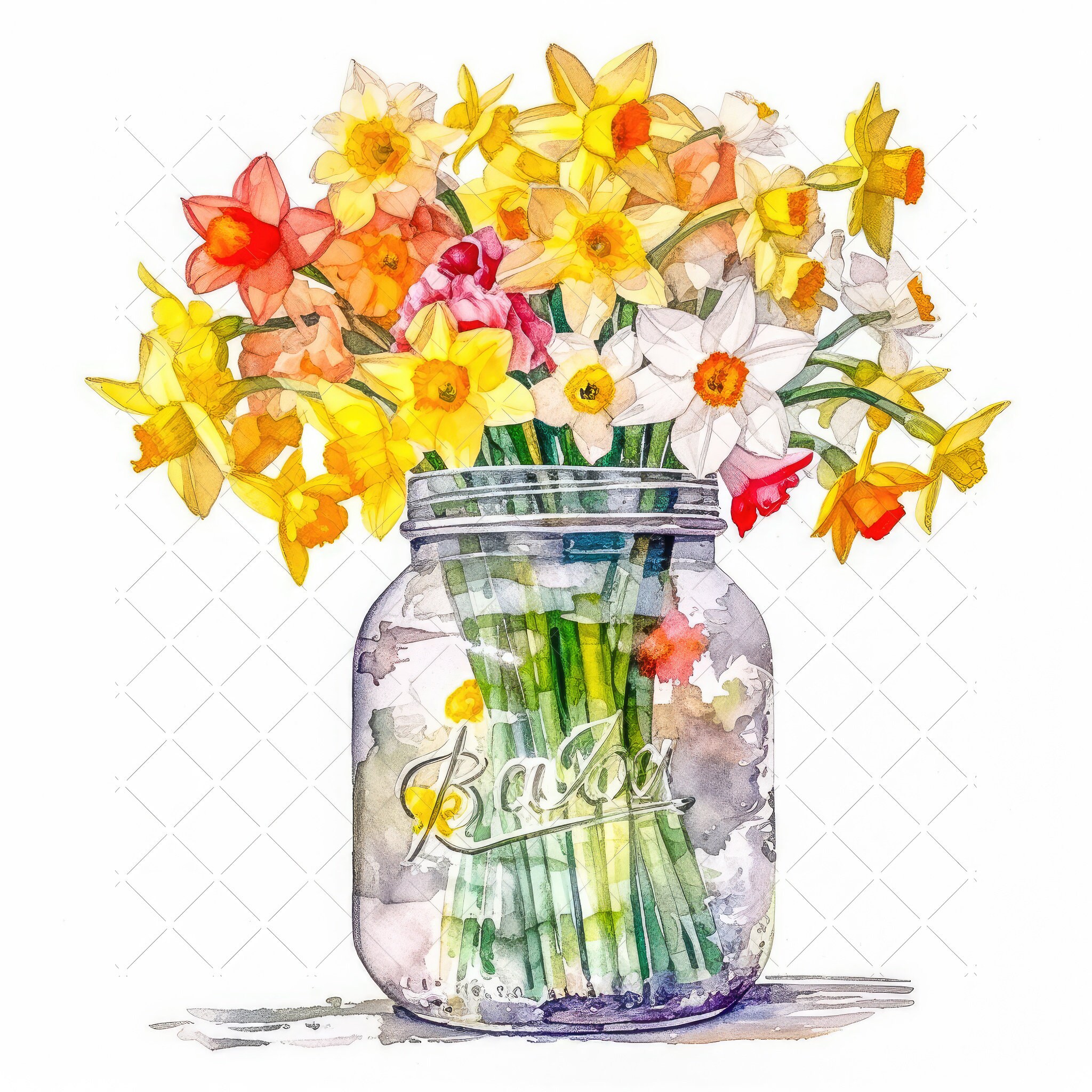 Vase of Daffodil Flowers Bundle Clipart, 10 High Quality Jpgs ...