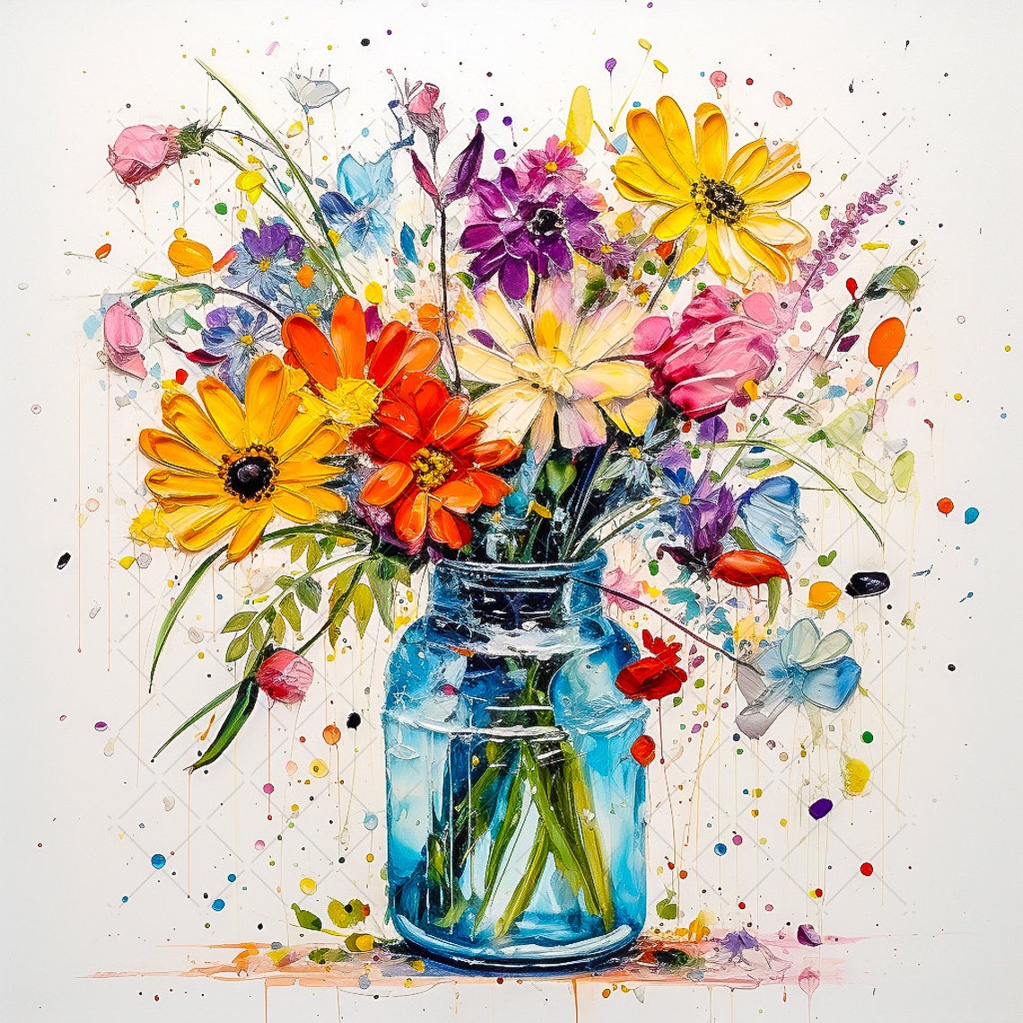 Wild Flowers Bundle Clipart, 10 High Quality Jpgs, Watercolor Flower in ...